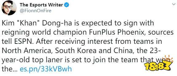 Khan要加入冠军战队FPX？网曝Khan签约FPX战队_18183英雄联盟手游专区