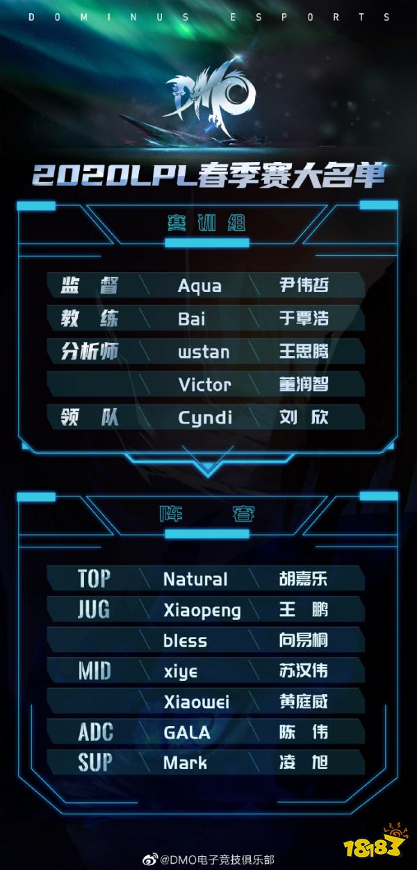 2020LPL春季赛DMO战队大名单 中单兮夜领衔备战S10_18183英雄联盟手游专区