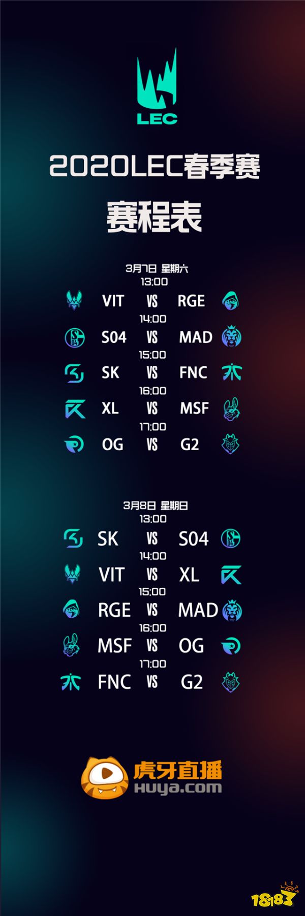 虎牙LEC/LCS：季后赛形势迷雾重重 G2和FNC打响最强德比_18183.com