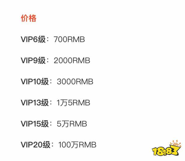 剑与远征vip等级价格表 VIP20级要100万RMB_18183剑与远征专区