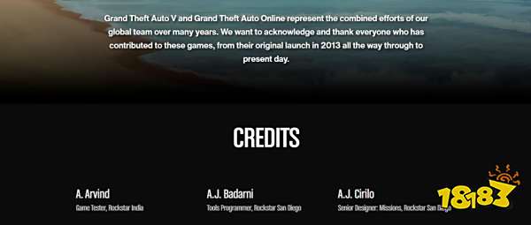 R星官网更新致谢名单 或准备正式公开《GTA6》？_18183.com