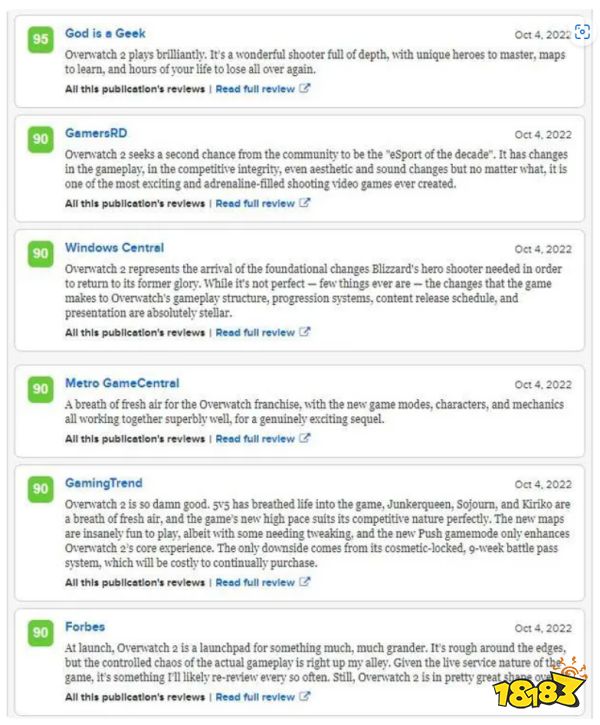 守望先锋2M站评分出炉 均分81虽不完美但好玩_18183守望先锋2专区