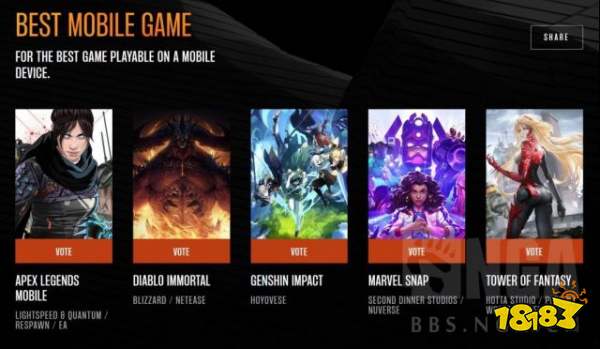 原神获2022年度TGA最佳运营和最佳移动端提名_18183原神专区