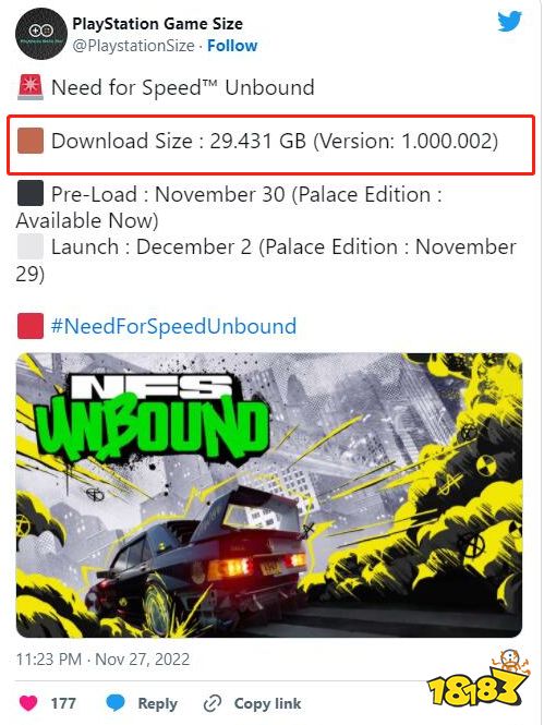 极品飞车22不羁PS5有多大 PS5占用大小介绍_18183极品飞车：不羁专区