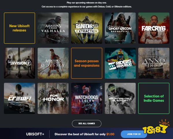 育碧开启Uplay+会员首月一美元优惠活动 畅玩百款大作_18183.com