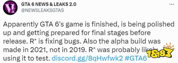 网传《GTA6》已经开发完成 R星正在打磨并修复Bug_18183.com