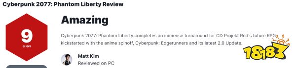 《赛博朋克2077：往日之影》IGN 9分 达到了三年前的期待_18183.com
