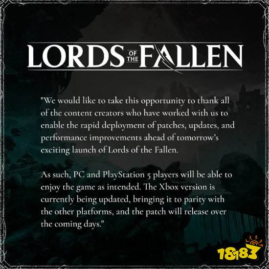 《堕落之主》开发商敬告玩家：Xbox版体验可能较差_18183.com