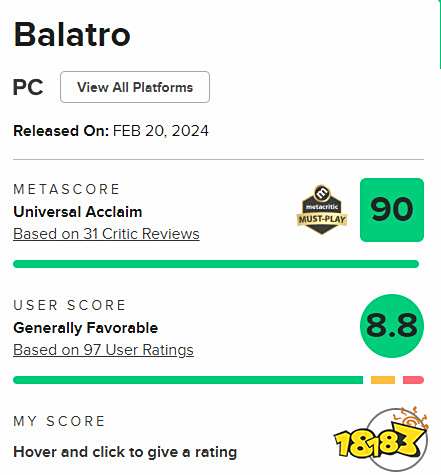 这还不来玩玩吗？《小丑牌》M站评分逆天90分！IGN、GS齐飞9分赞_18183.com