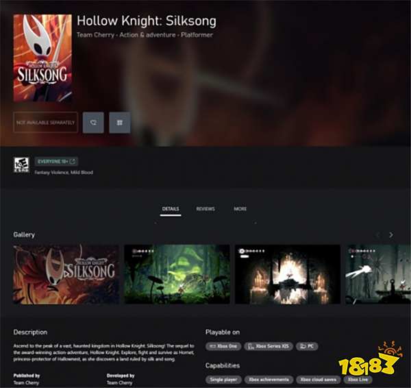 疑似《空洞骑士：丝之歌》发售日期曝光？首发上线XGP商店_18183.com