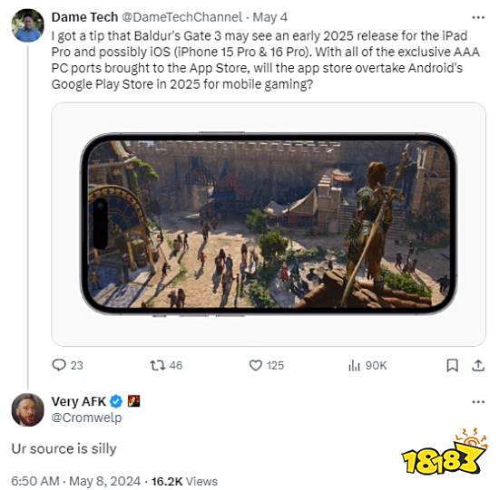 辟谣！《博德之门3》登iOS？拉瑞安高管：谁告诉你的，他好蠢！_18183.com