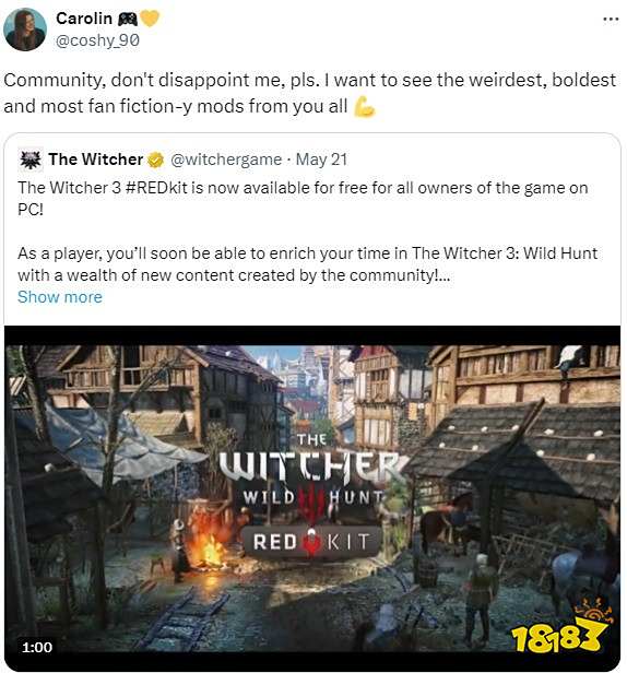 从来没见过这种无理的要求！CDPR喊话：快给《巫师3》做一些大胆奇怪的Mod_18183.com
