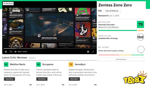 你给鲨鱼娘打几分？《绝区零》开服，MC网站媒体评分解禁！_18183.com