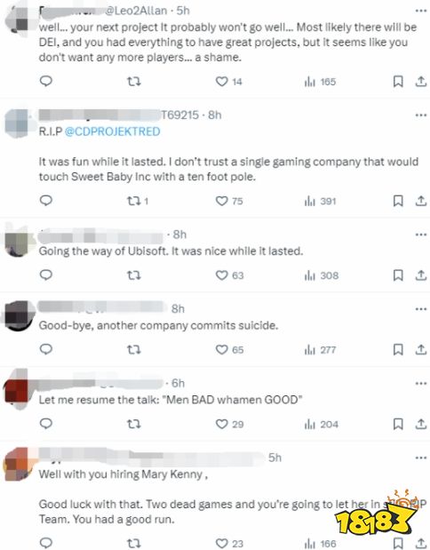 再见，又有一家公司自杀了！SweetBaby知名粉头加入CDPR引发玩家强烈抗议_18183.com