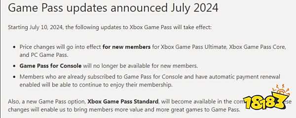 开始涨价咯！XGP主机版涨价至每月15美元，标准版取消首发游戏_18183.com