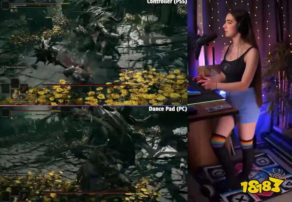 真-用脚都能过！性感女主播使用跳舞毯击败《艾尔登法环》BOSS_18183.com