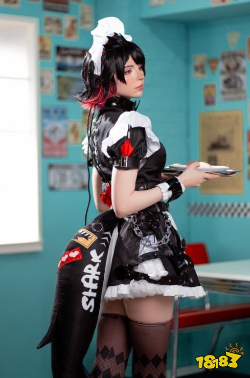 鲨鱼娘女仆超可爱！美少女COS《绝区零》艾莲乔_18183.com