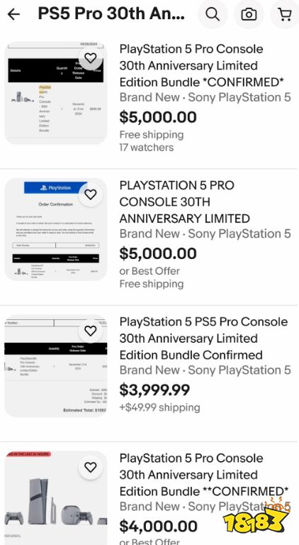 索尼30周年限量版PS5 Pro疯炒至10万元！价格飙到原价十倍不止_18183.com