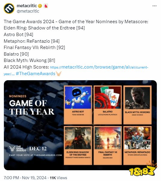 TGA年度游戏提名史上评分最低作品？《黑神话：悟空》再成热议焦点！_18183.com